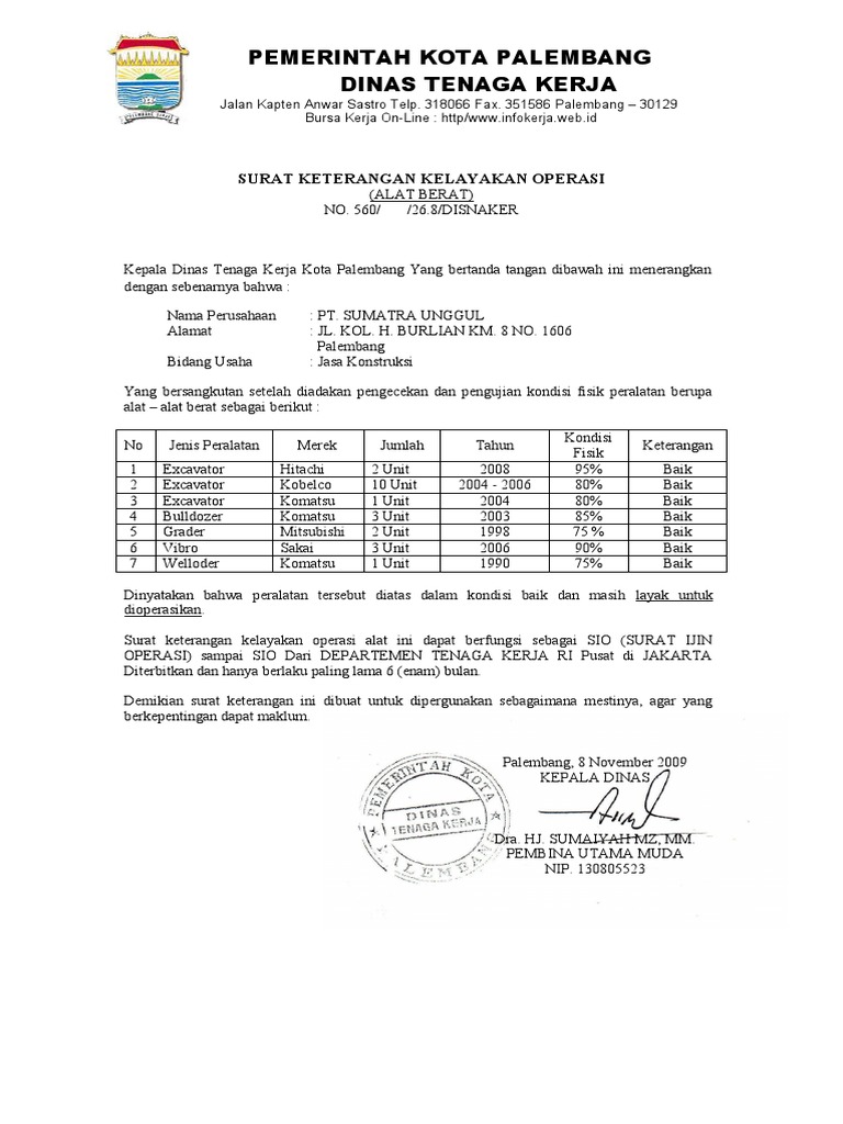 Surat Keterangan Kelayakan Operasi | PDF