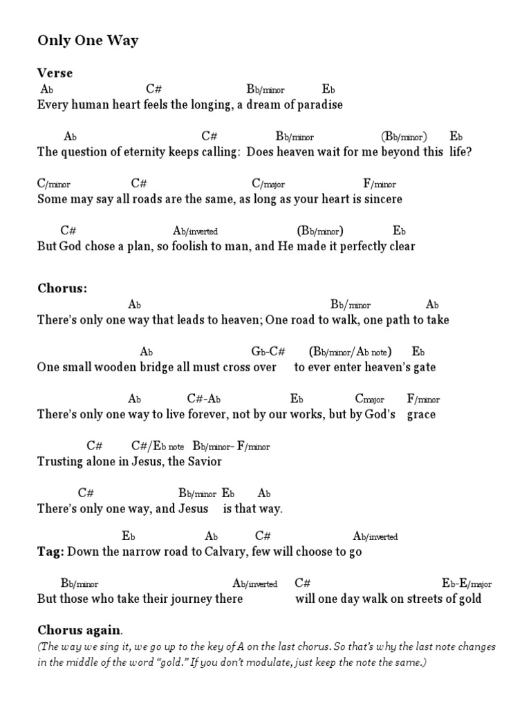 There's Only One Way: A Song About the Narrow Path to Heaven Through ...