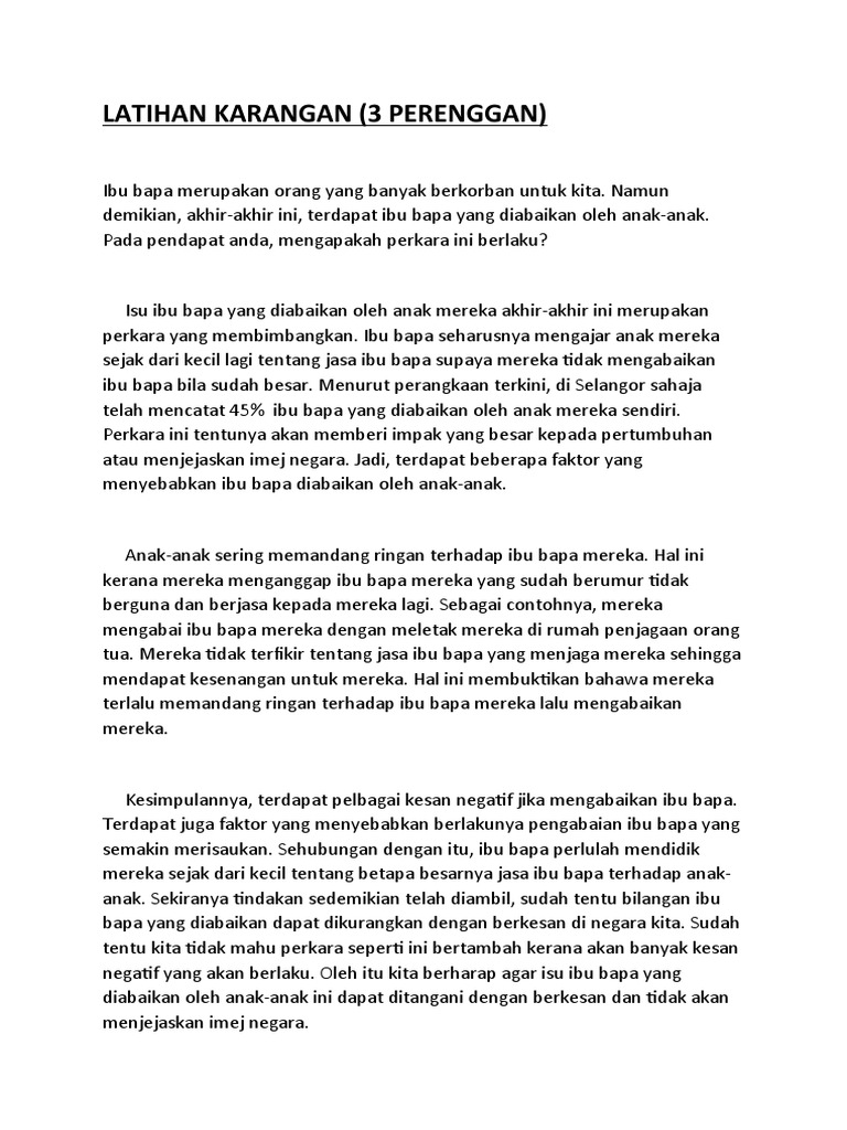 Latihan Karangan (3 Perenggan) | PDF
