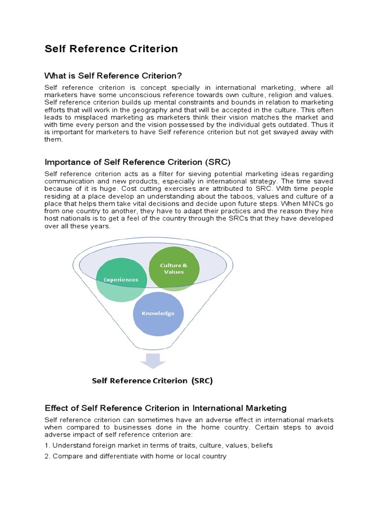 Self Reference Criterion | PDF | Self | Marketing