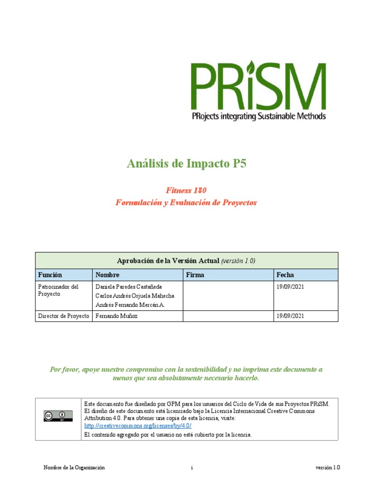 GPM-P5-Impact-Analysis-Template-v2.1.1x Spanish | PDF | Marketing ...