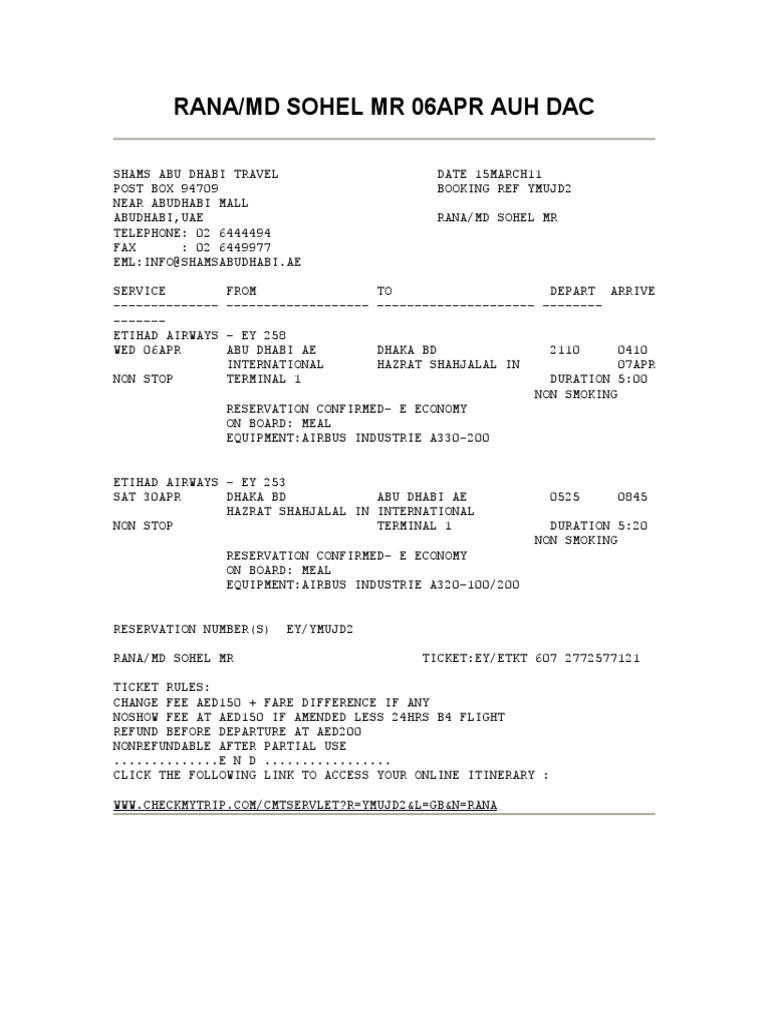 Flight Itinerary for Md Sohel | PDF