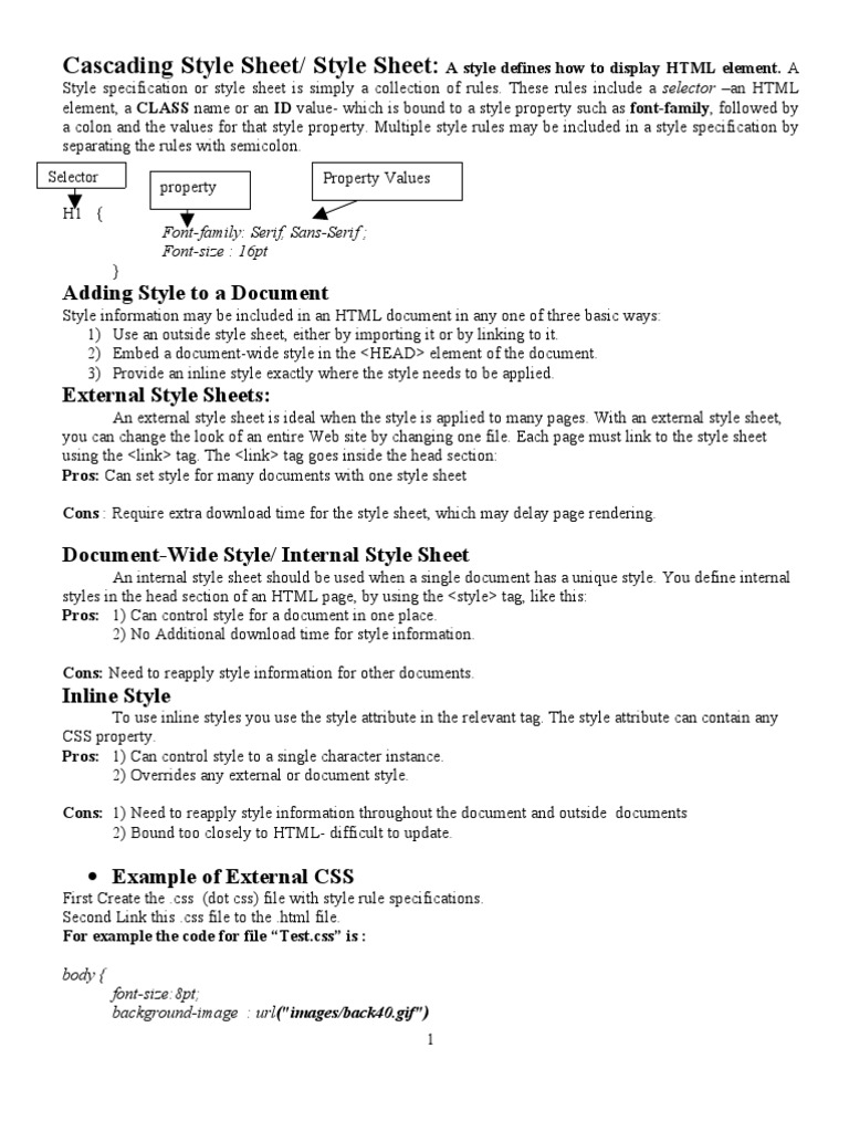 Cascading Style Sheet | PDF | Cascading Style Sheets | Html Element