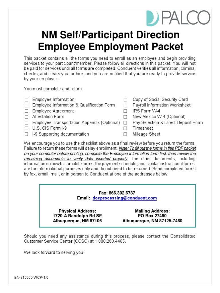 FULL Palco-EMPLOYEE-Packet SD 062021 | PDF | Employment | Payroll