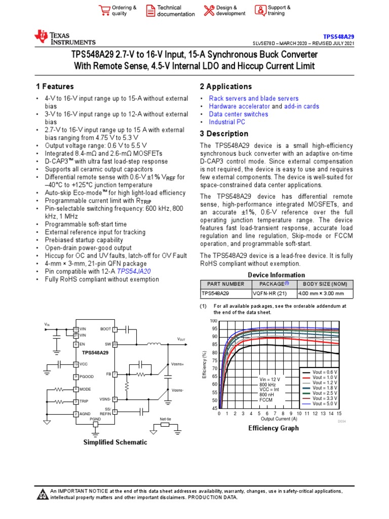 TPS548A29 2.7-V To 16-V Input, 15-A Synchronous Buck Converter With ...