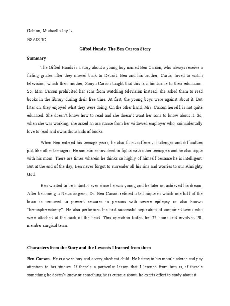 Gifted Hands, The Ben Carson Story | PDF | Ben Carson