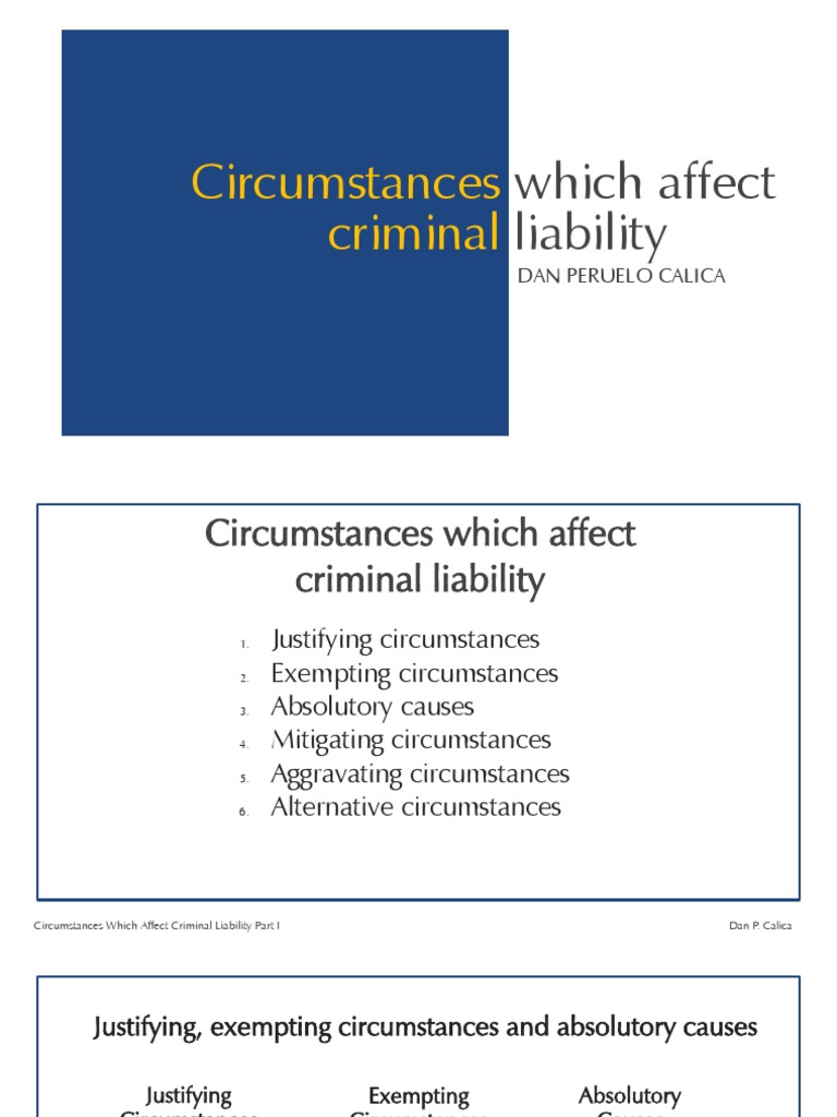 Circumstances Which Affect Criminal Liability - Part I | PDF | Assault ...