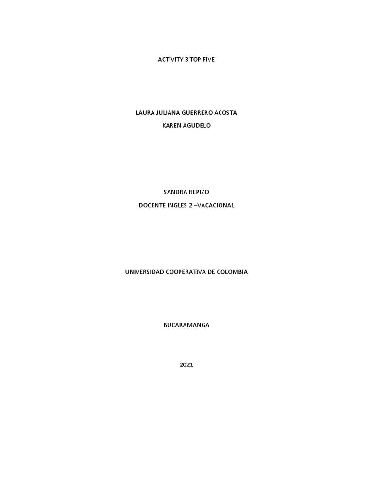 Top Five Places and Their Features | PDF