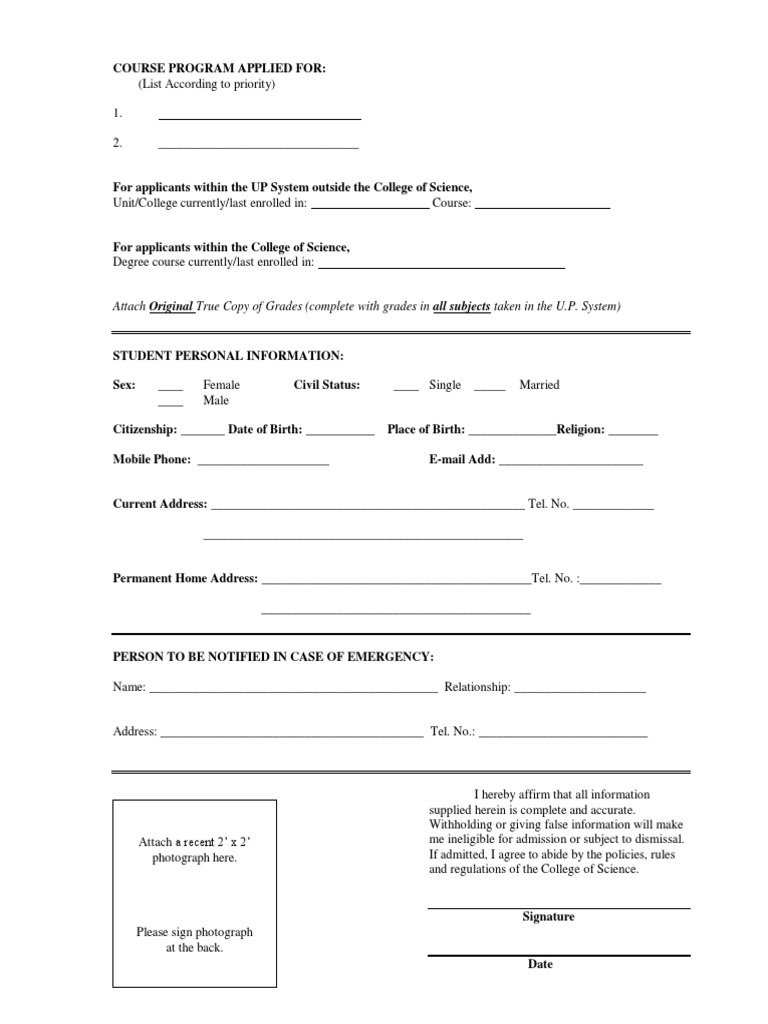 CS Shifting Application Form | PDF | University And College Admission ...
