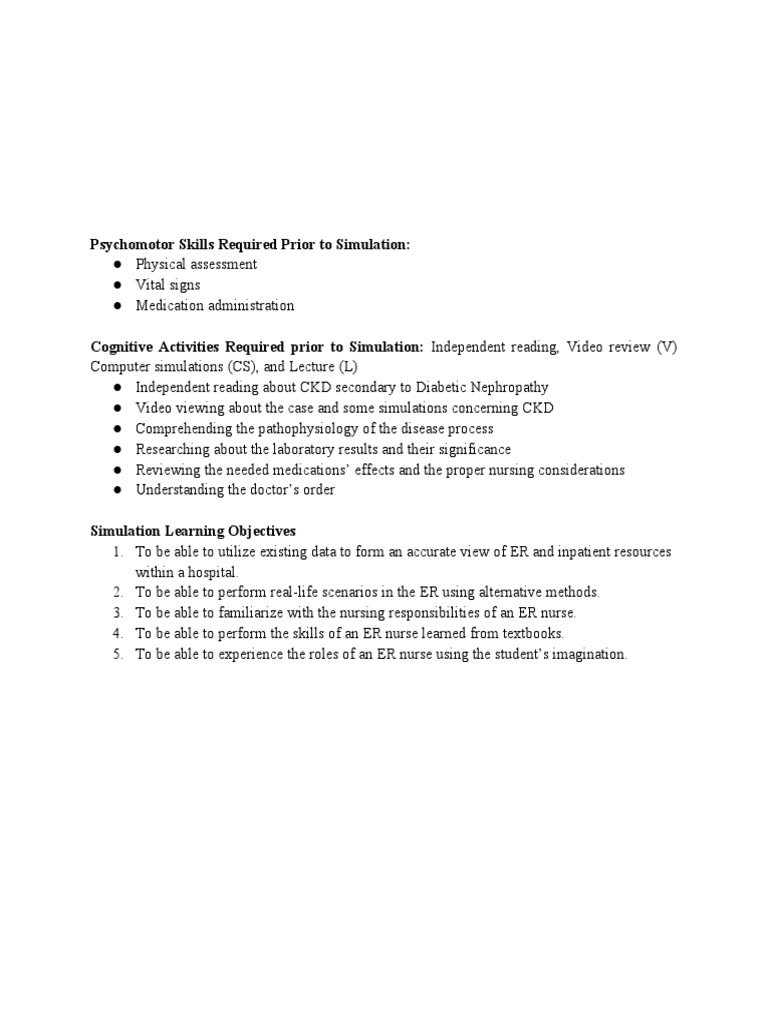 Nursing Simulation Scenario Template | PDF | Simulation | Nursing