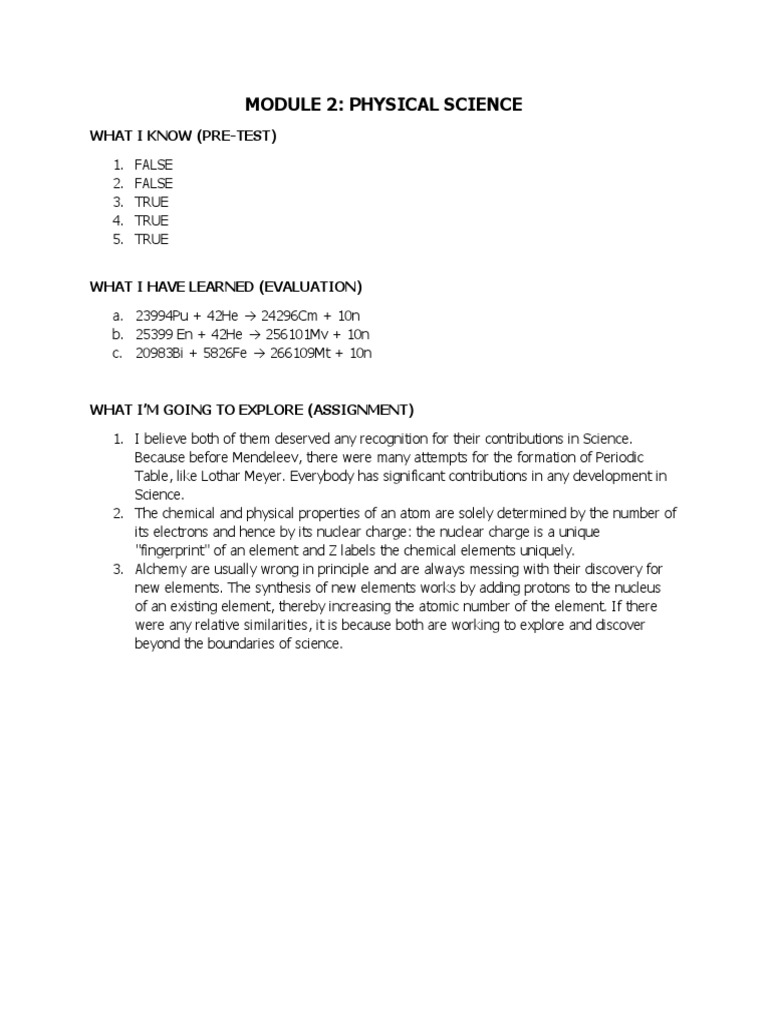 Module 2: Physical Science | PDF