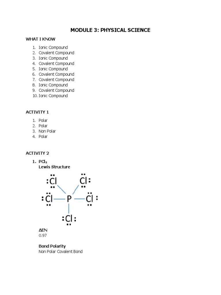 Module 3: Physical Science | Download Free PDF | Chemical Polarity | Chemical Bond