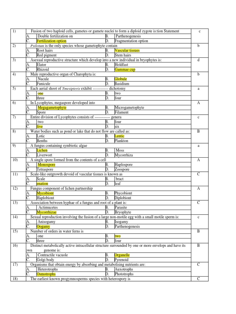 Botany Mcqs | PDF | Leaf | Tissue (Biology)