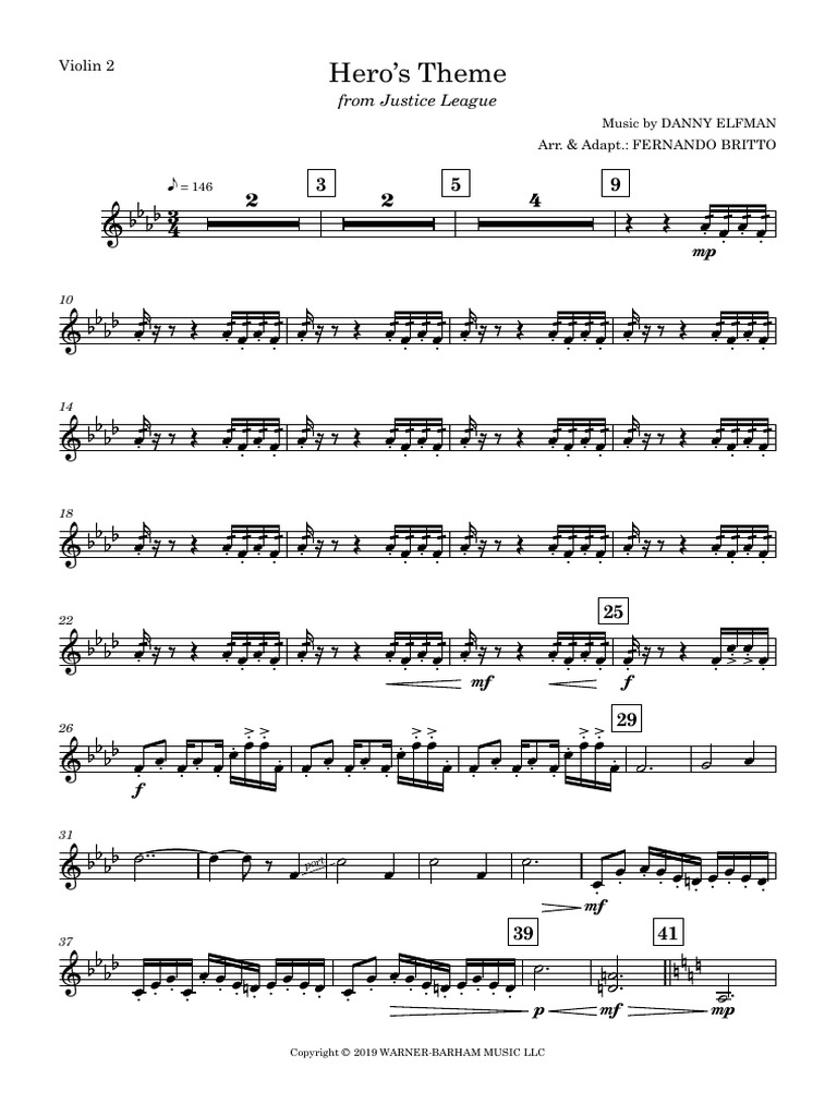 02 - Heros Theme - Danny Elfman - Violin 2 | PDF