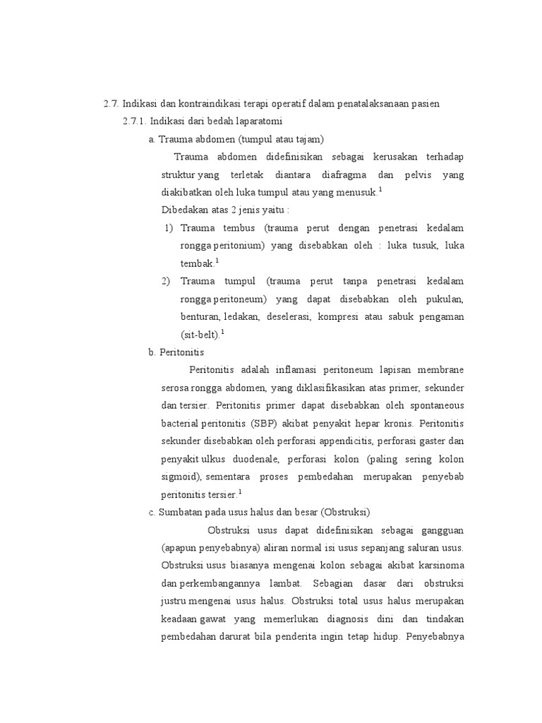 Indikasi dan Kontraindikasi Bedah Laparatomy | PDF | Sains & Matematika ...