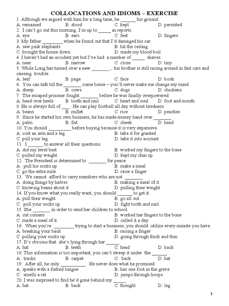 Collocations and Idioms | PDF