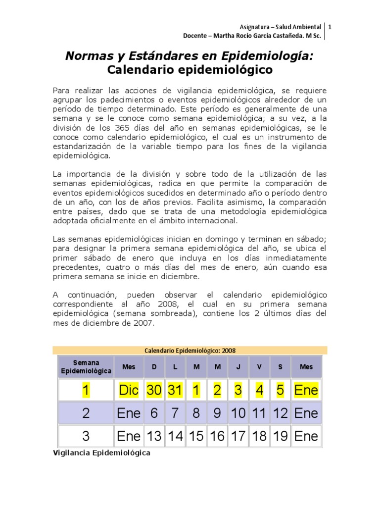 Calendario y Vigilancia Epidemiológica | Descargar gratis PDF ...