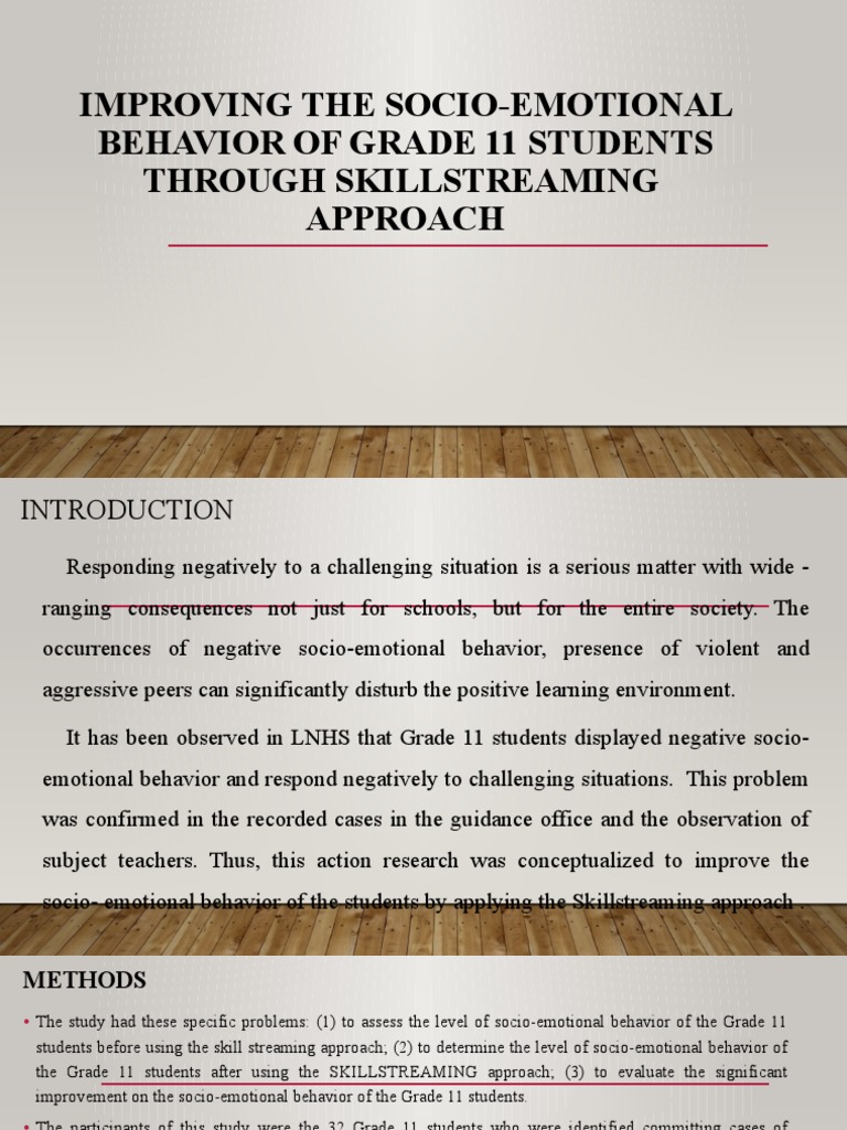 Improving The Socio-Emotional Behavior of Grade 11 Students | PDF ...