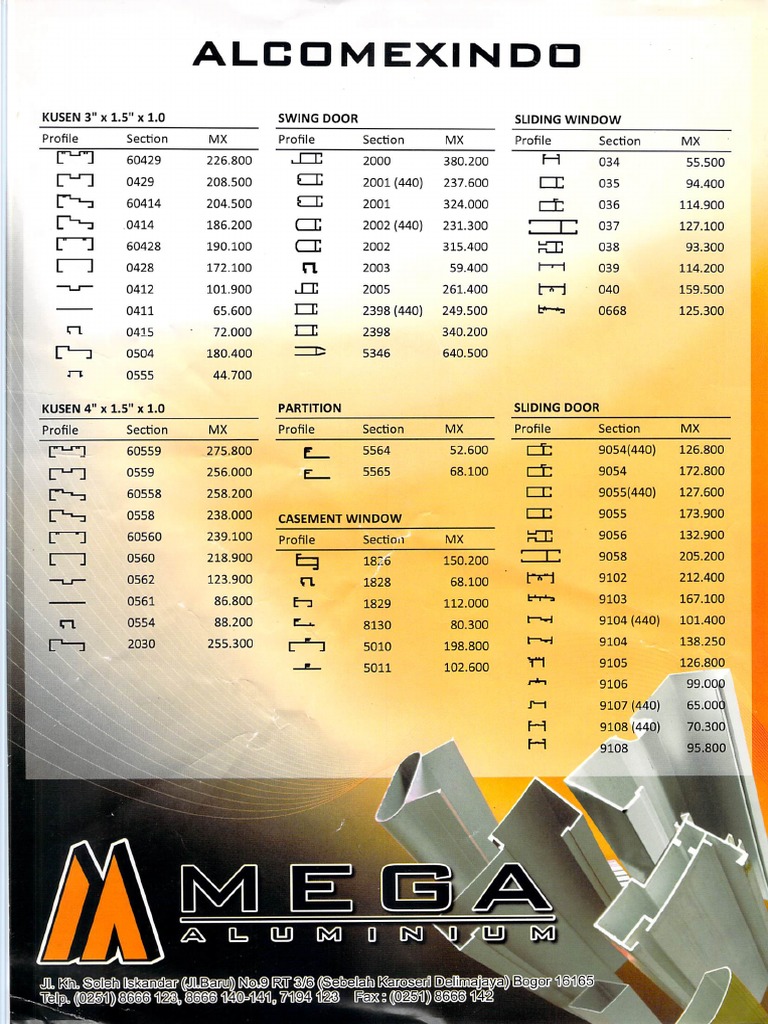 Brosur Aluminium MEGA - Alcomexindo Price | PDF | Maison et jardin ...