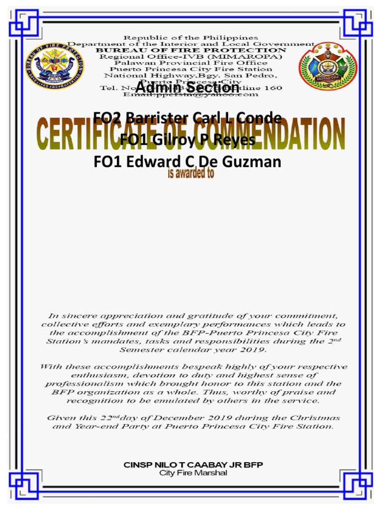 Commendation Template Admin | PDF