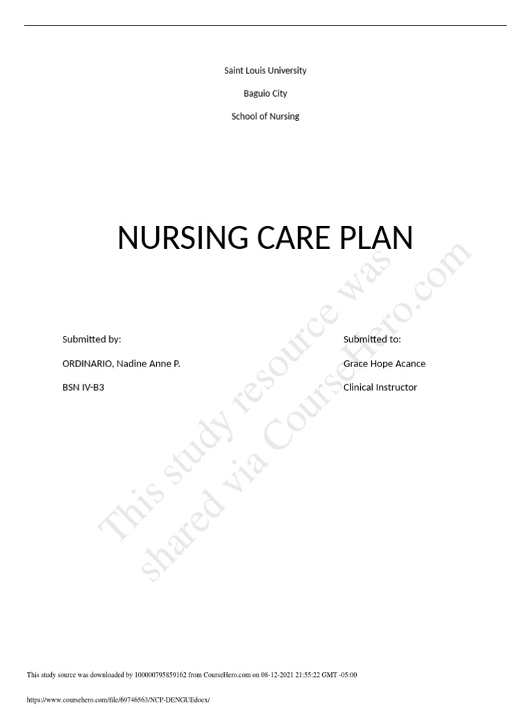 NCP Dengue | PDF | Bleeding | Blood Vessel