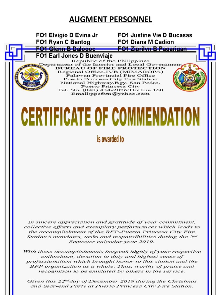 Commendation Template Augment | PDF