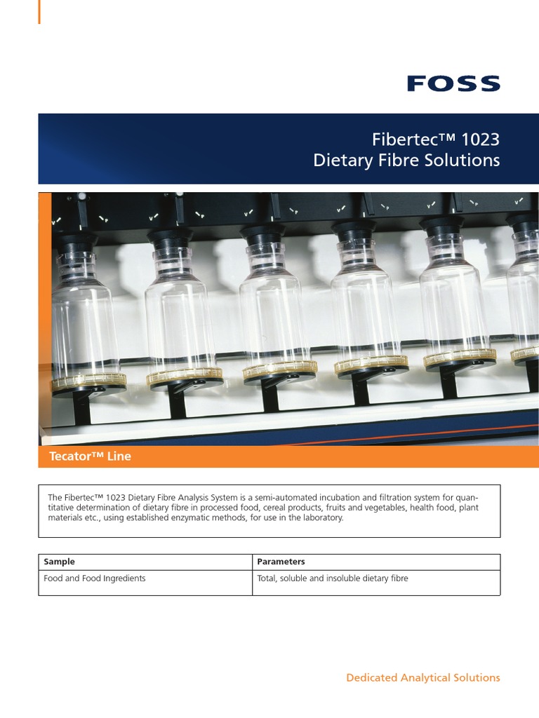 Fibertec™ 1023 Dietary Fibre Solutions: Tecator™ Line | PDF ...