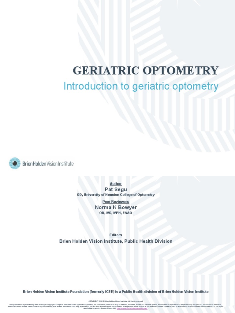 01 Introduction To Geriatric Optometry | PDF | Ageing | Old Age