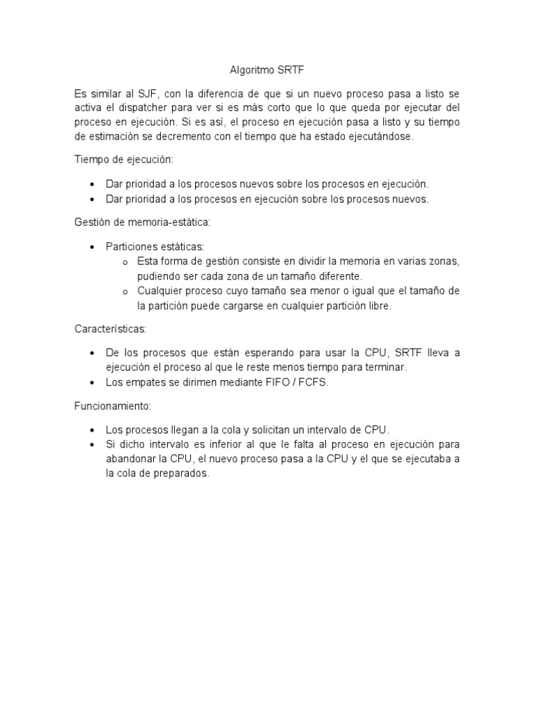 Algoritmo SRTF | PDF