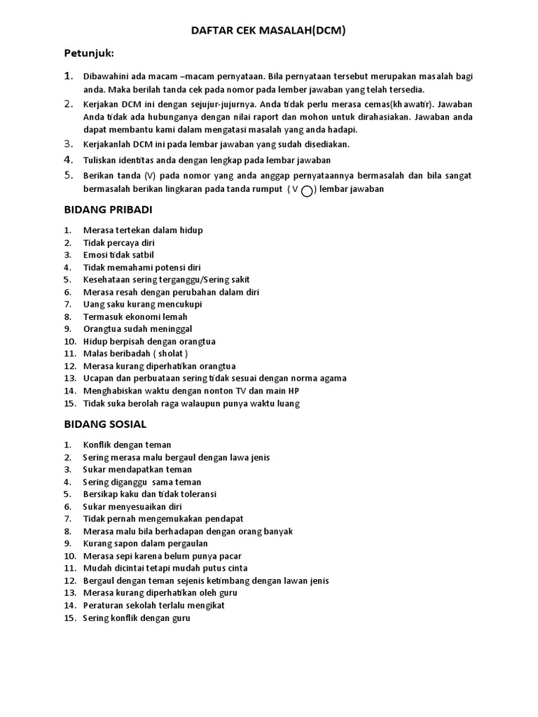 Daftar Cek Masalah | PDF