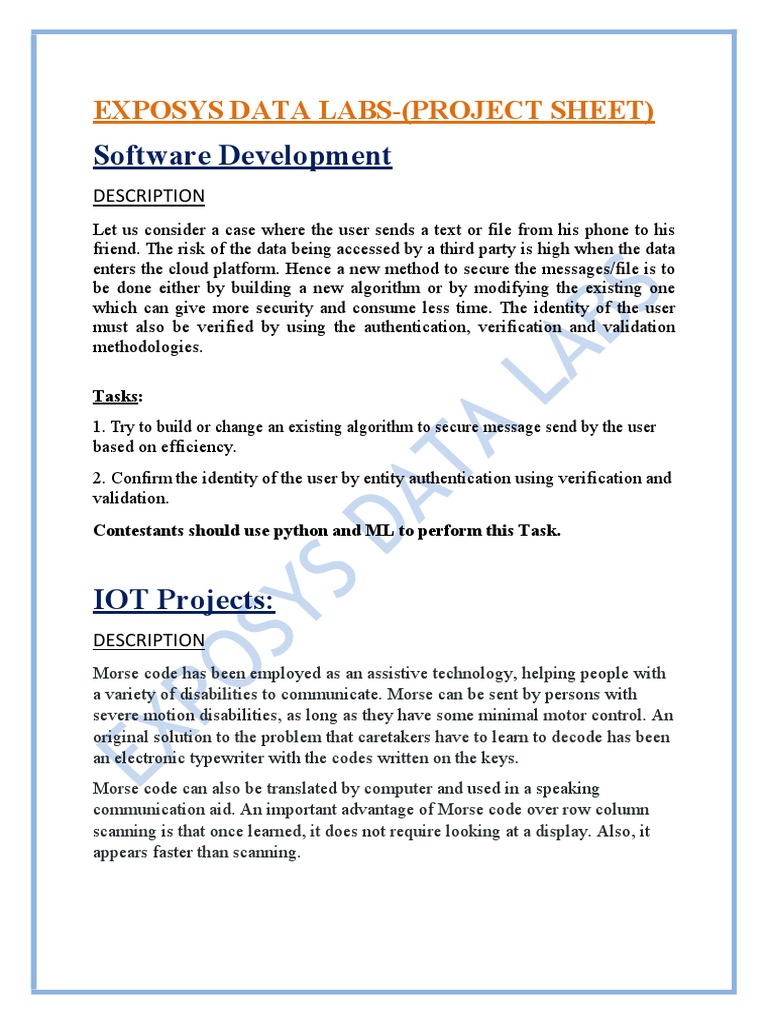 Software Development: Exposys Data Labs - (Project Sheet) | PDF ...