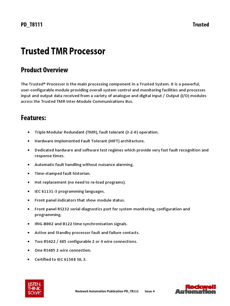 Item 1. Trusted TMR Processor | PDF | Input/Output | Electronics
