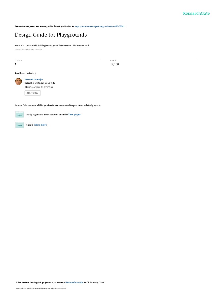 Design Guide For Playgrounds: Journal of Civil Engineering and ...