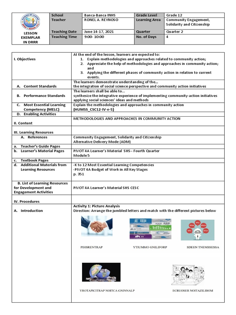 LESSON-EXEMPLAR-CESC (Module 5) | PDF | Community | Learning