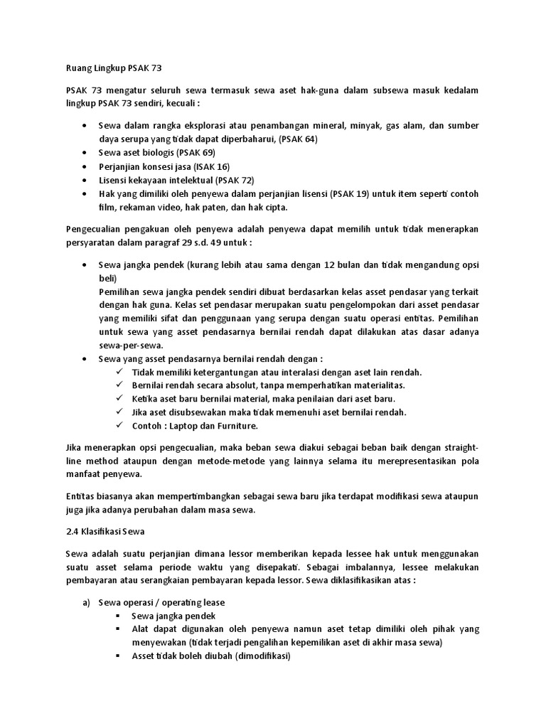 Klasifikasi dan Dampak PSAK 73 | PDF | Bisnis | Pengelolaan Keuangan & Uang