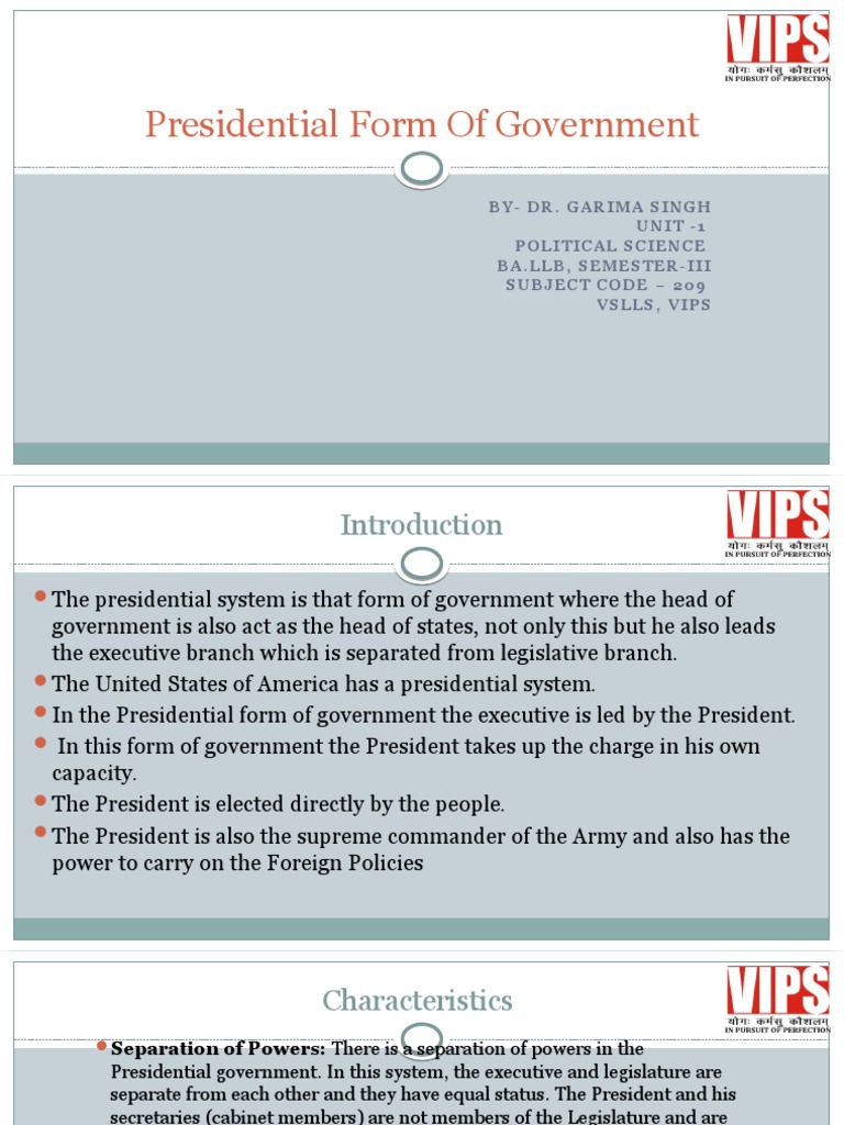 Presidential Form of Government Pol | PDF | American Government ...