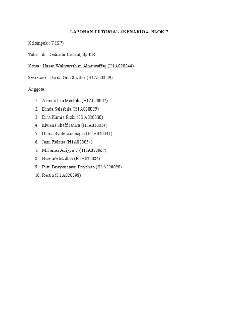 Laporan Tutorial Skenario 4 Blok 7 | PDF