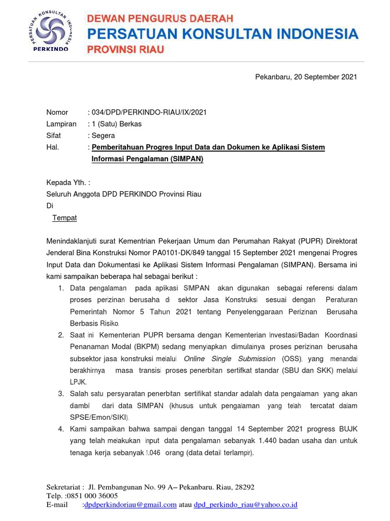 Surat Keluar Pemberitahuan Progres SIMPAN | PDF Surat Keluar Pemberitahuan Progres SIMPAN | PDF