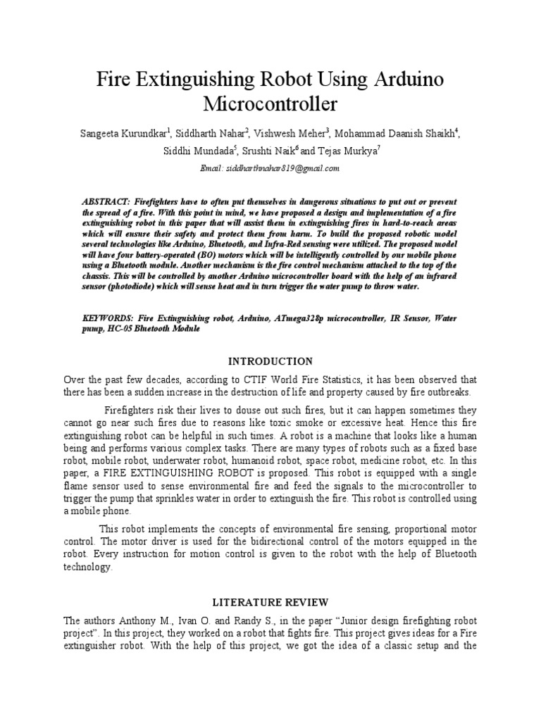 Fire Extinguishing Robot Using Arduino Microcontroller | PDF | Arduino | Infrared