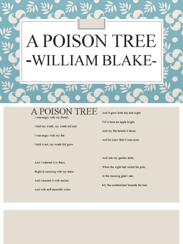 A Poison Tree - : William Blake | PDF | Anger