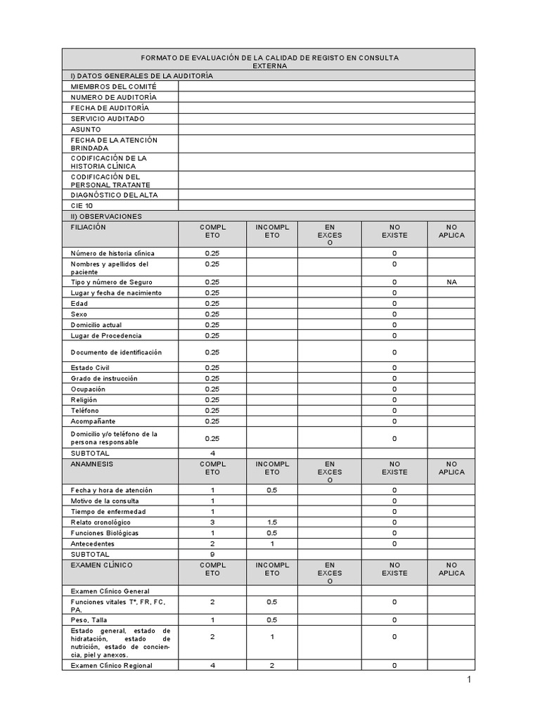 Modelo de Consulta Externa | PDF | Diagnostico medico | Examen físico