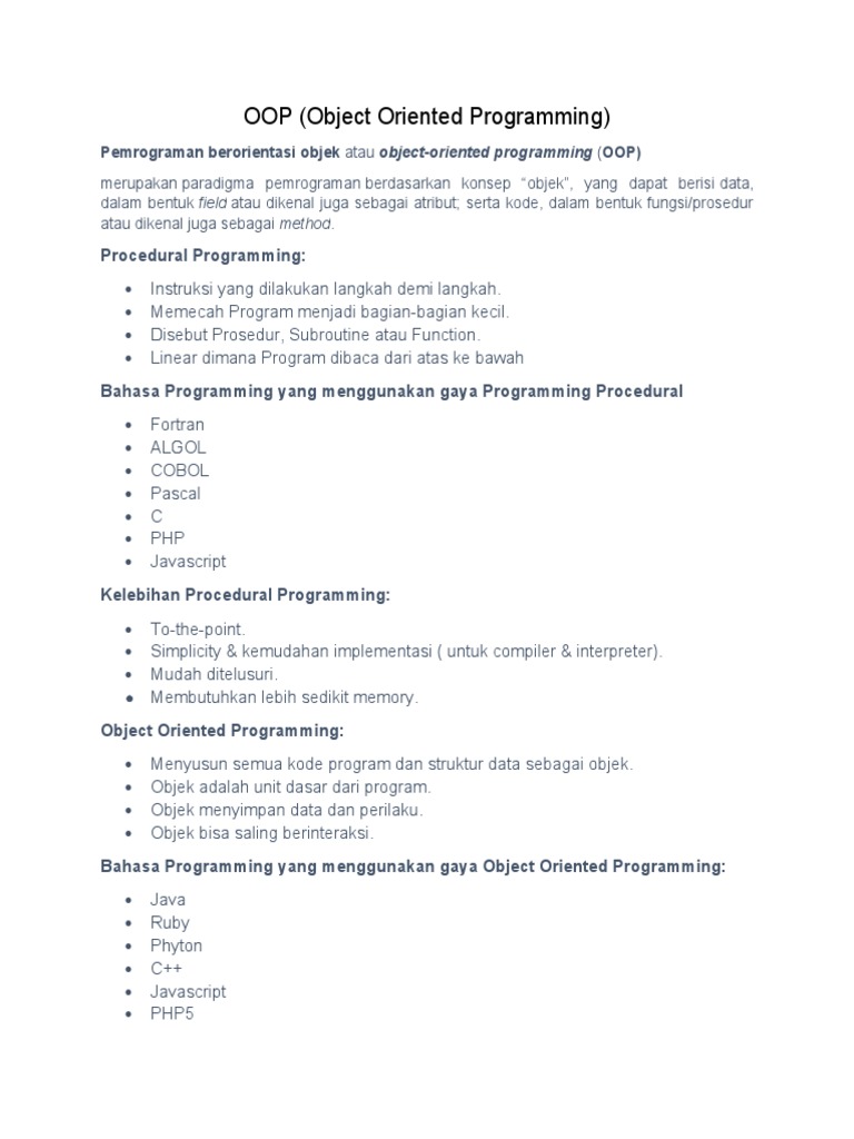OOP (Object Oriented Programming) | PDF