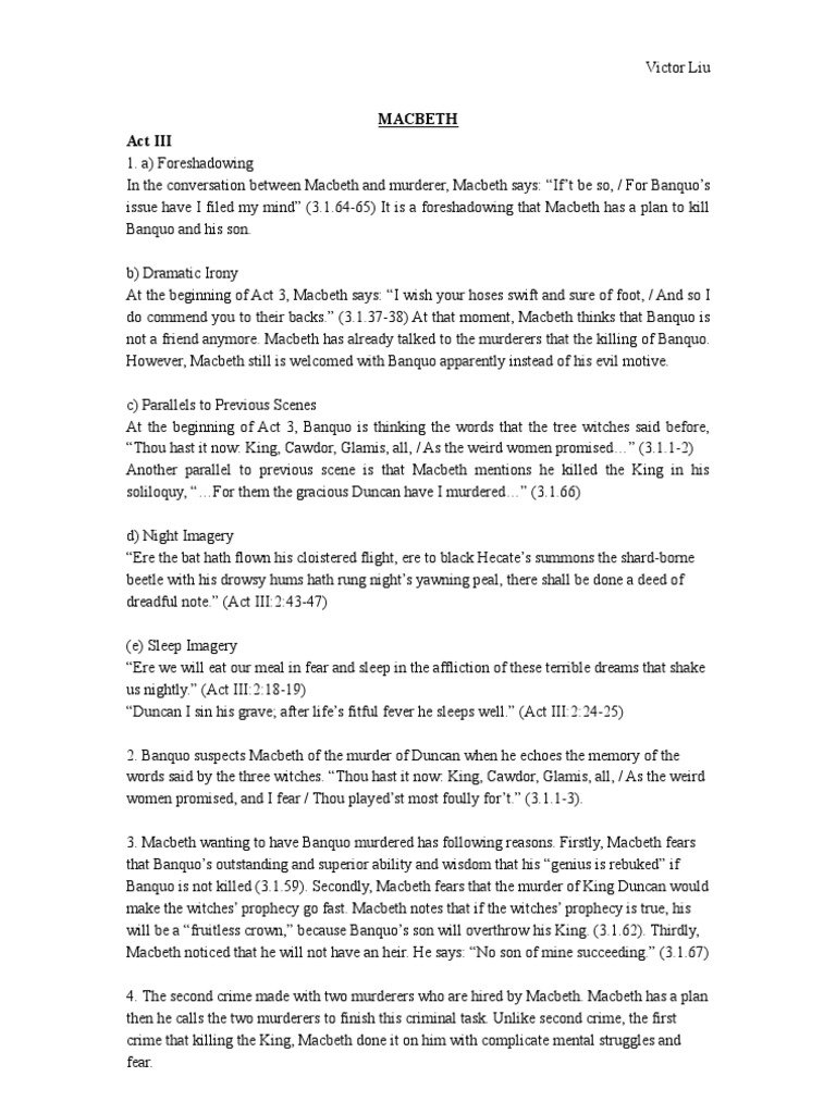Macbeth ACT III | PDF | Macbeth | Shakespearean Tragedies