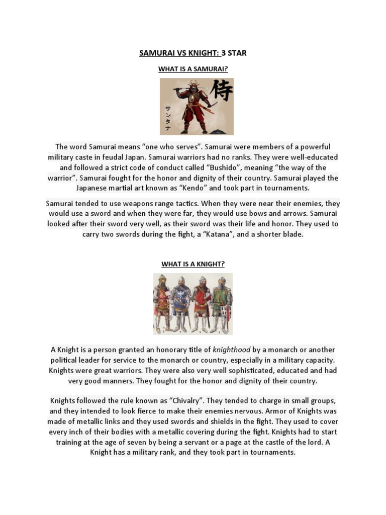 Samurai Vs Knight: 3 Star: What Is A Samurai? | PDF