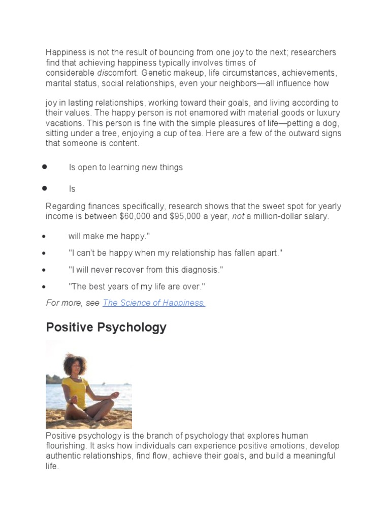 Positive Psychology: For More, See | PDF | Positive Psychology | Happiness