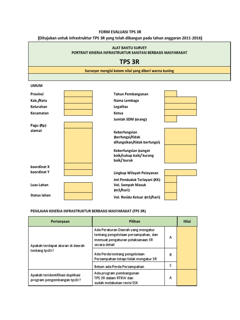 Form Evaluasi TPS3R | PDF