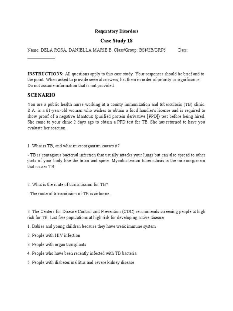 Case Study 18: Respiratory Disorders | Download Free PDF | Tuberculosis ...