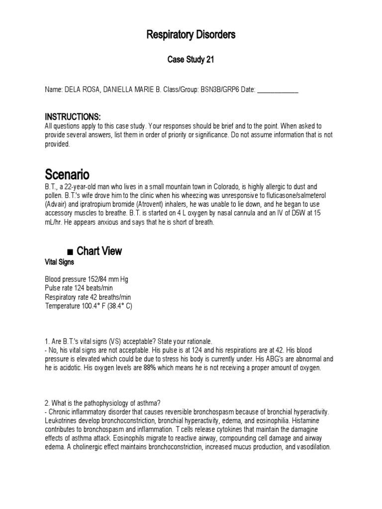 Respiratory Disorders Case Study | PDF | Asthma | Breathing