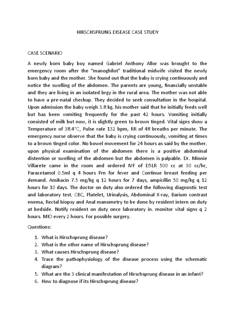 Hirschsprung Disease Case Study Analysis | PDF | Diseases And Disorders ...