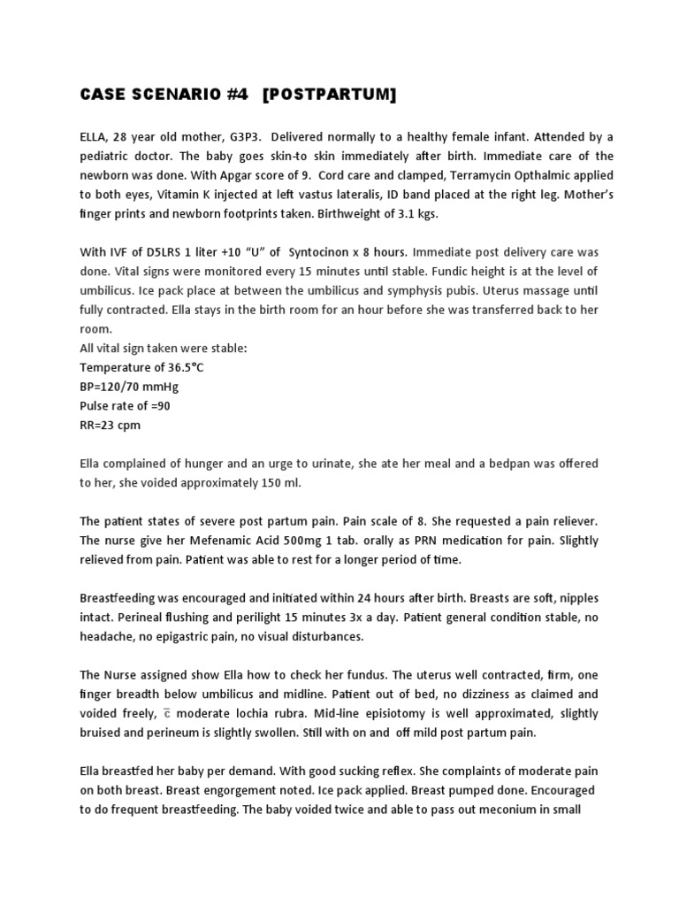 Case Scenario #4 (Postpartum) | PDF | Postpartum Period | Childbirth